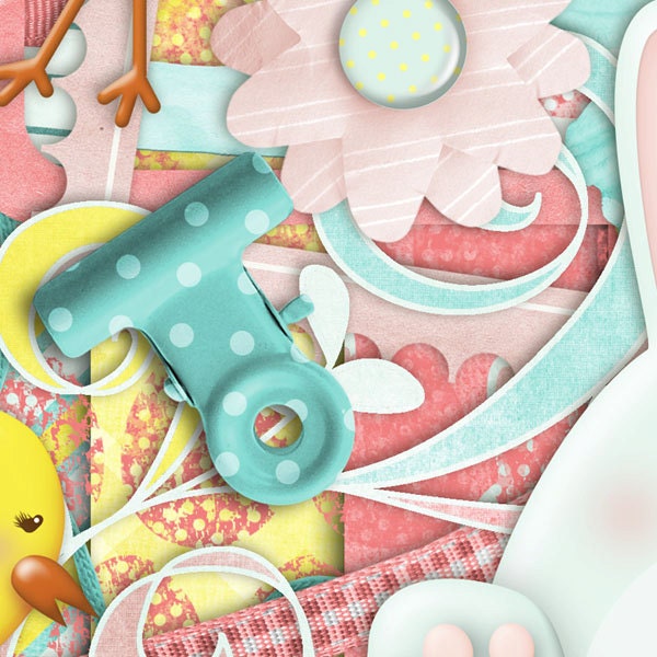 Digital Scrapbook Kit Instant Download - Egg Hunt - 10 Digital 12" X 12 ...