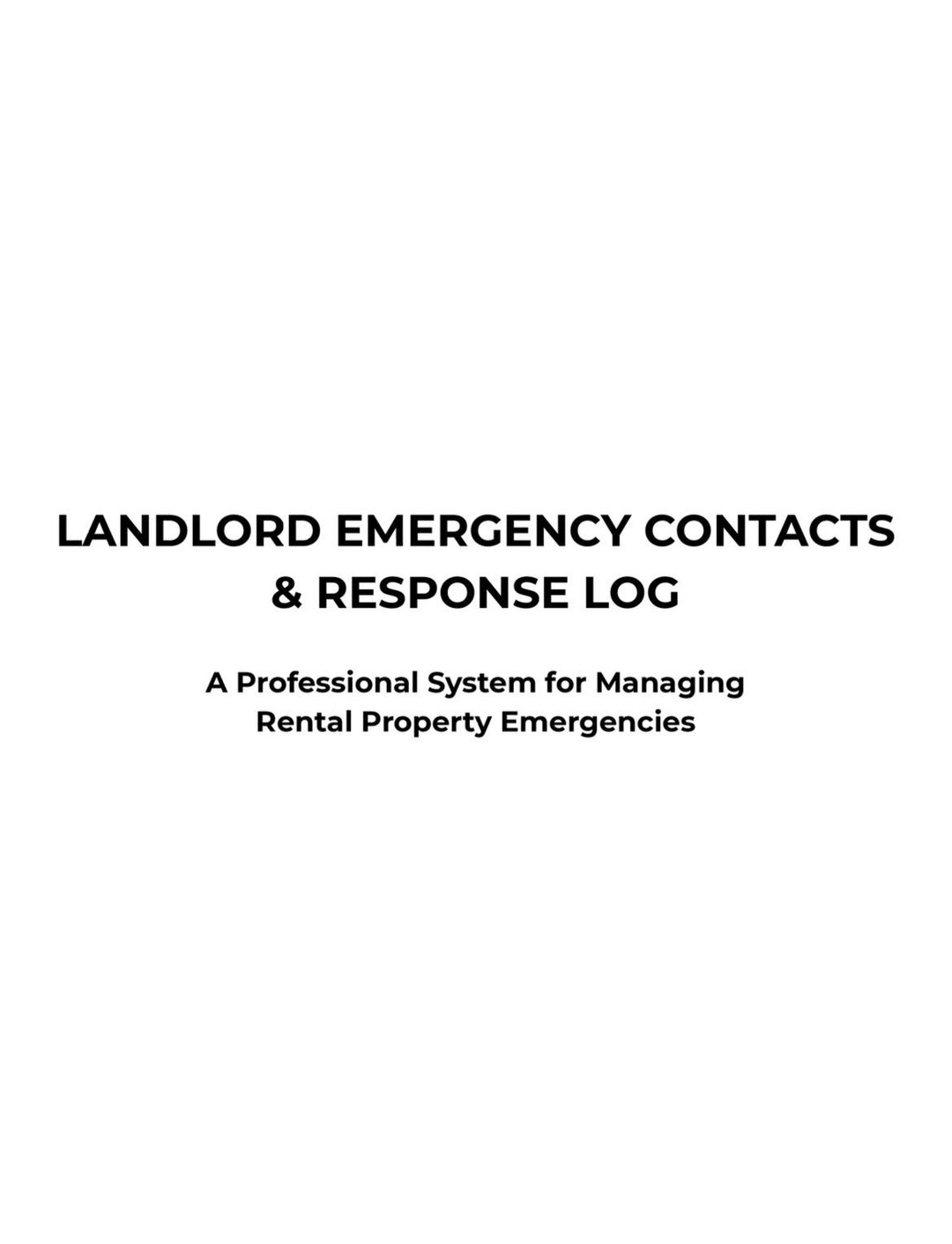 Landlord Emergency Contacts & Response Log by Fieldcraft Guides - Etsy