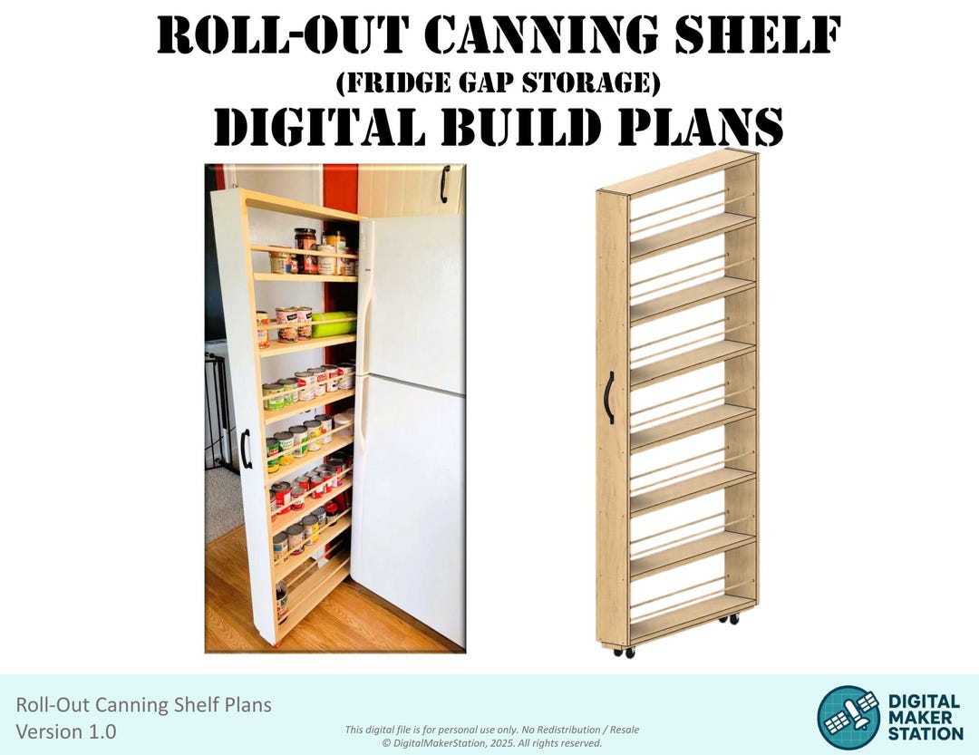 Roll-out Canning Shelf (fridge Gap Storage) Build Plans - Etsy