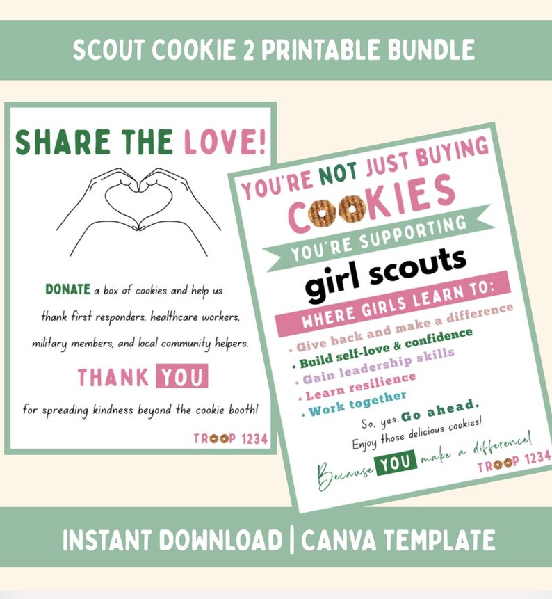 Cookie Booth Signs | Printable Canva Templates | Thank You & “share the ...