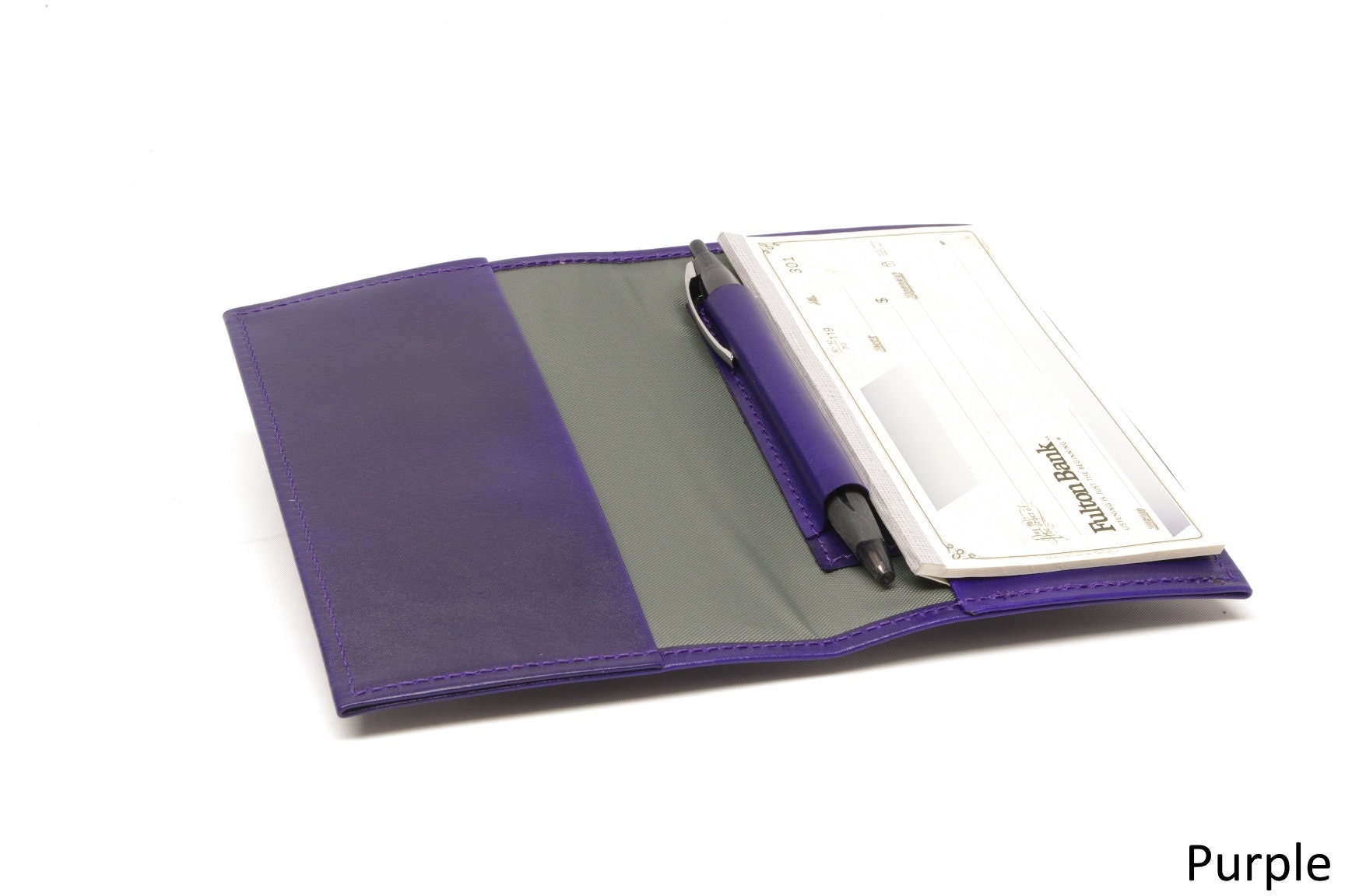 Leather Checkbook Cover with Inside Pen Slot