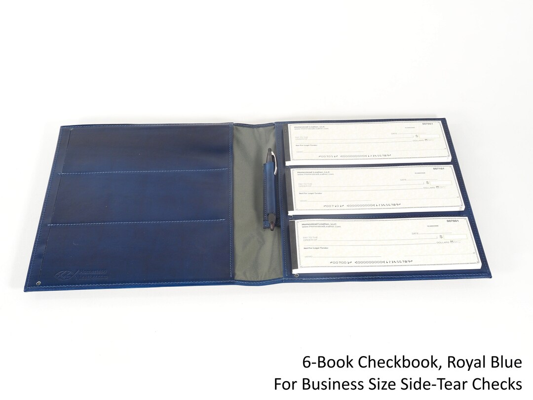Leather Checkbook Organizer for BUSINESS Size SIDE TEAR Checks - 4, 6 ...