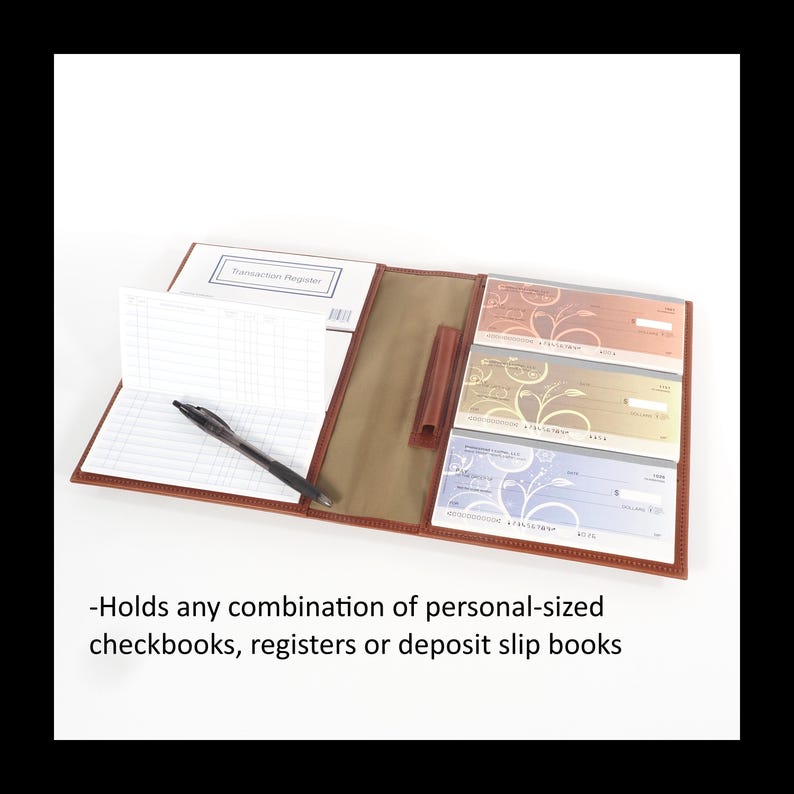 Leather Checkbook Organizer - 4, 6 or 8-book for PERSONAL Size Checks ...