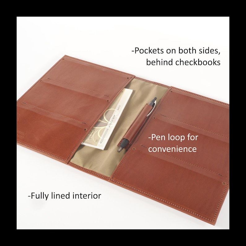 Leather Checkbook Organizer - 4, 6 or 8-book for PERSONAL Size Checks ...