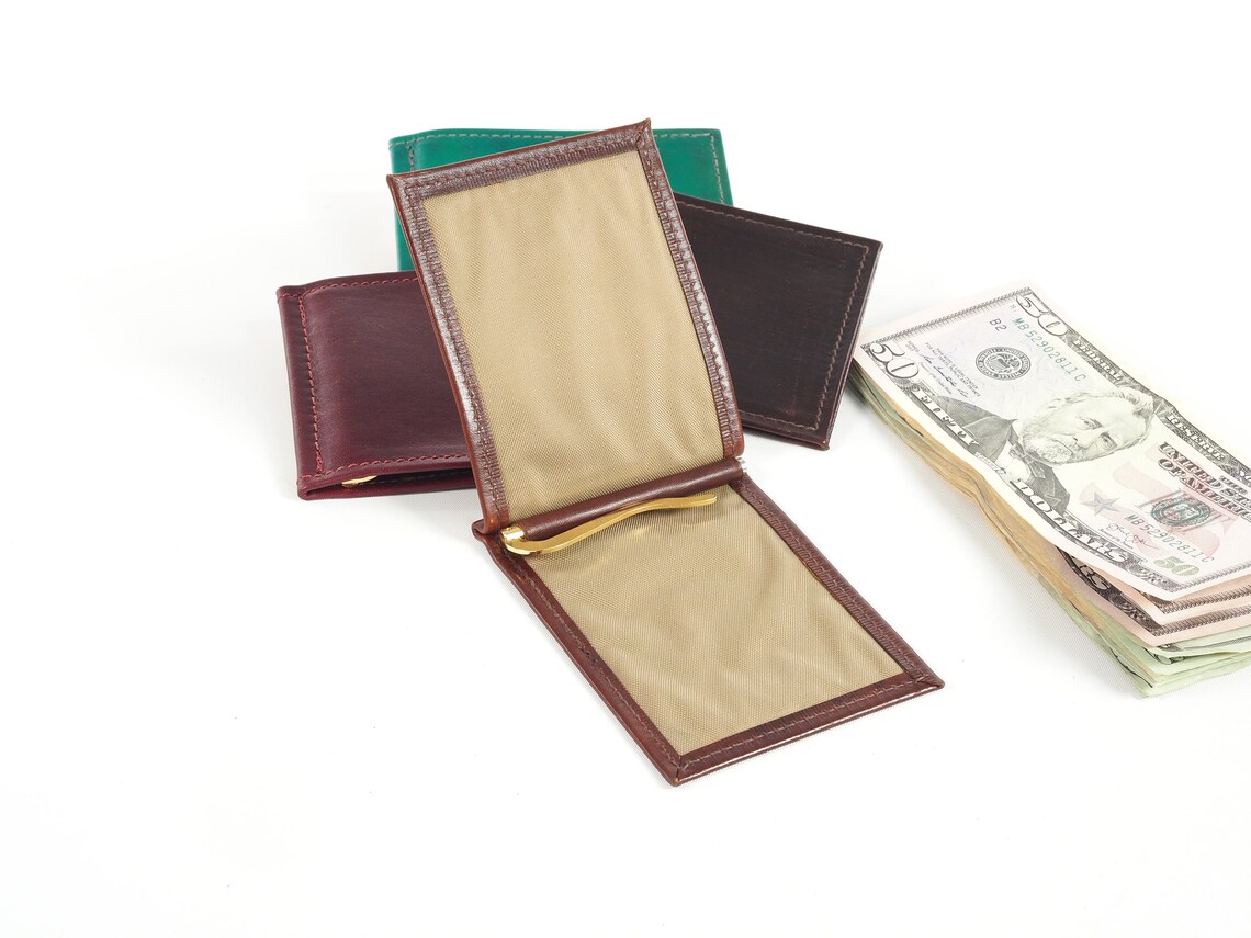 Leather Money Clip With Spring Loaded Clip - Etsy