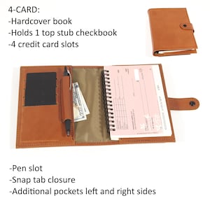 Leather TOP STUB Checkbook - With Optional Pen and Card Slots - Etsy