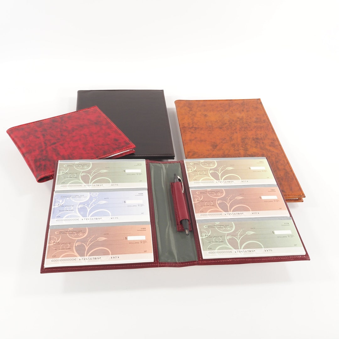 HAND DYED Leather Checkbook Organizer: 4, 6 or 8-book for PERSONAL ...