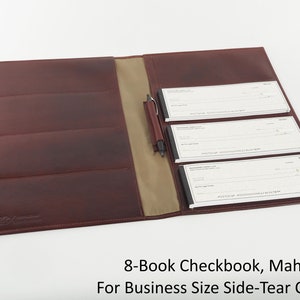 Leather Checkbook Organizer for BUSINESS Size SIDE TEAR Checks - 4, 6 ...