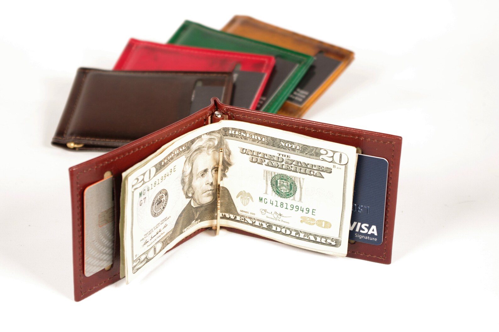 Leather Money Clip Card Wallet - Etsy