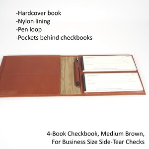 Leather Checkbook Organizer for BUSINESS Size SIDE TEAR Checks - 4, 6 ...
