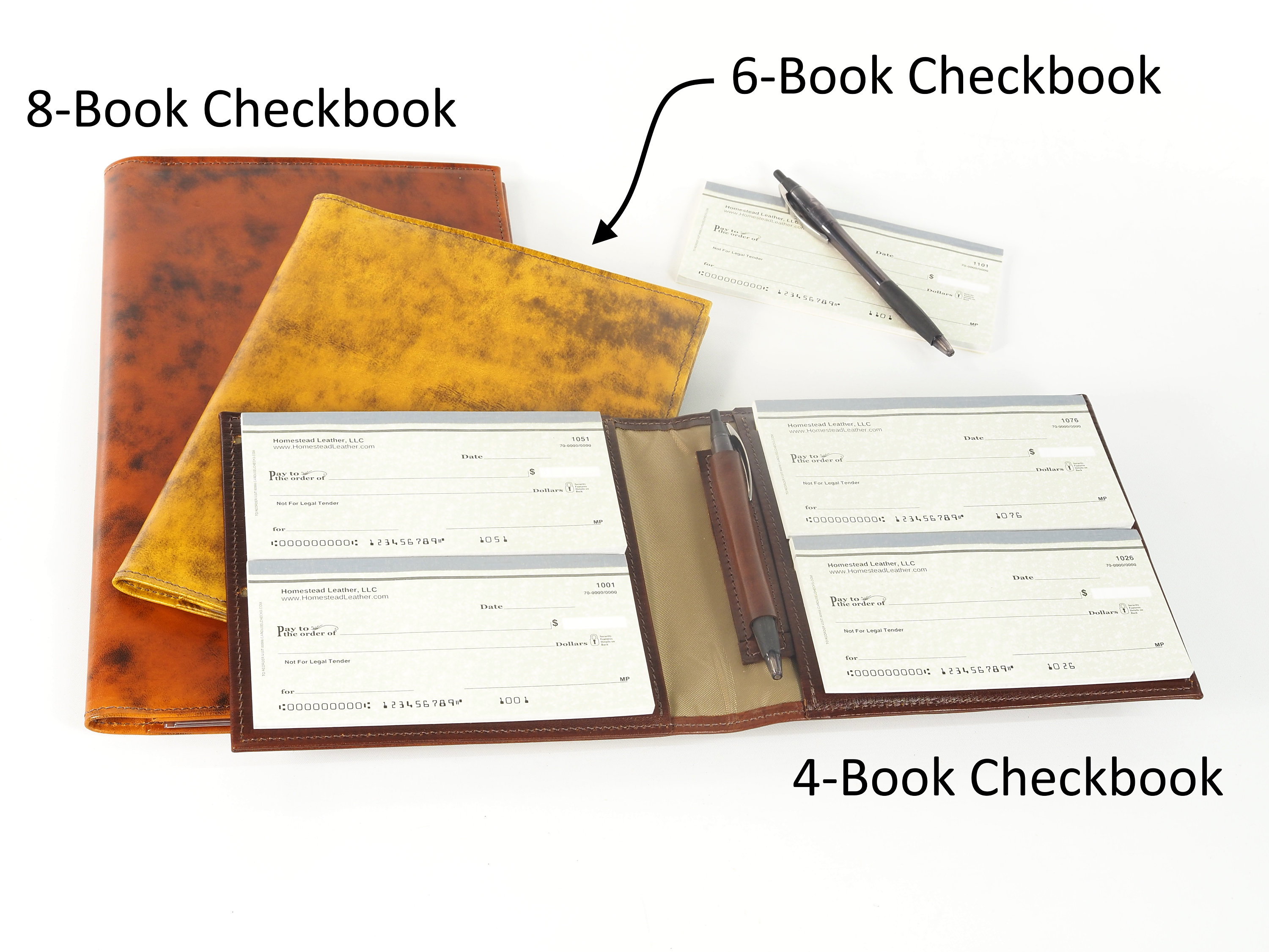 Leather Checkbook Organizer: 4-Book, 6-Book or 8-Book for PERSONAL ...