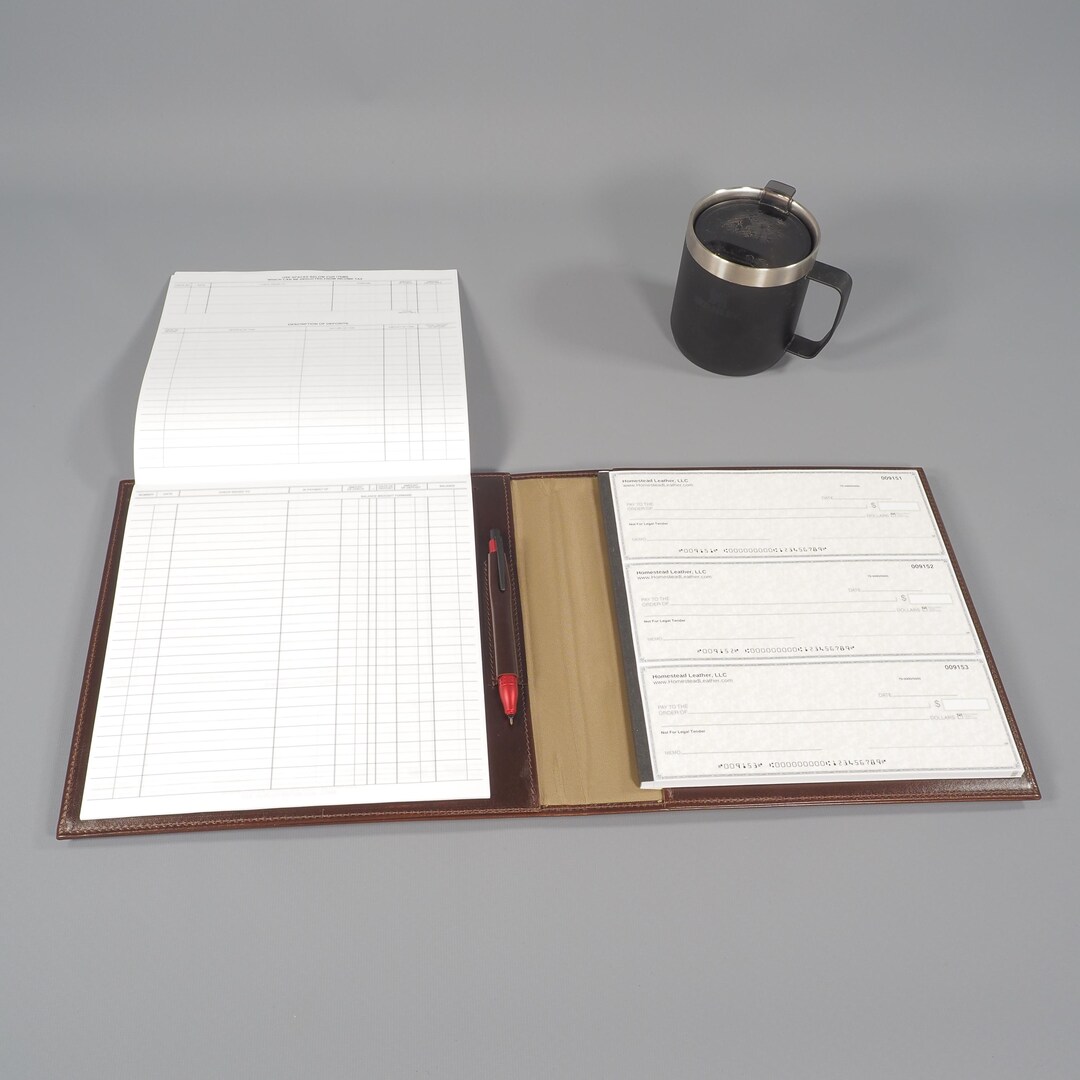Leather BUSINESS Size DESKBOOK Checkbook Cover - for 3-to-a-page Checks ...