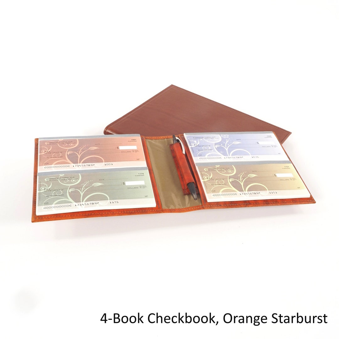 Leather Checkbook Organizer - 4, 6 or 8-book for PERSONAL Size Checks ...