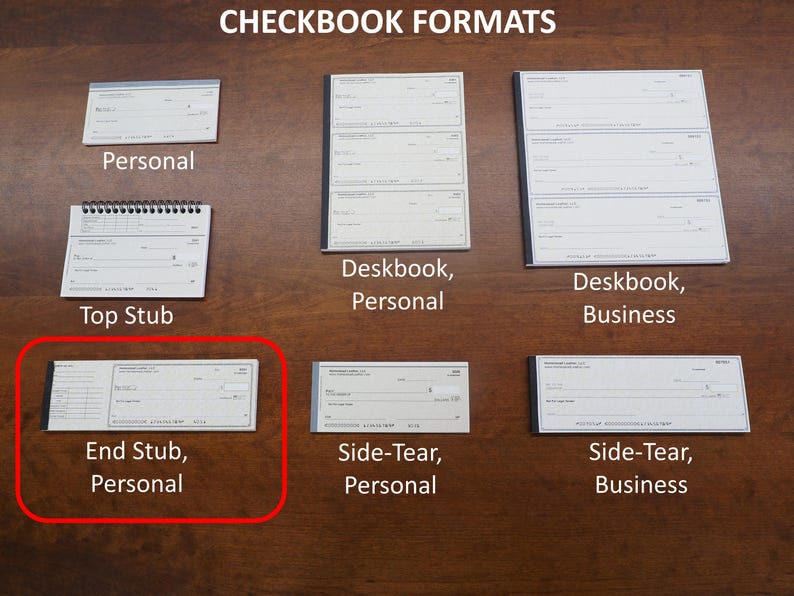 Leather Personal Size END STUB Checkbook - Etsy