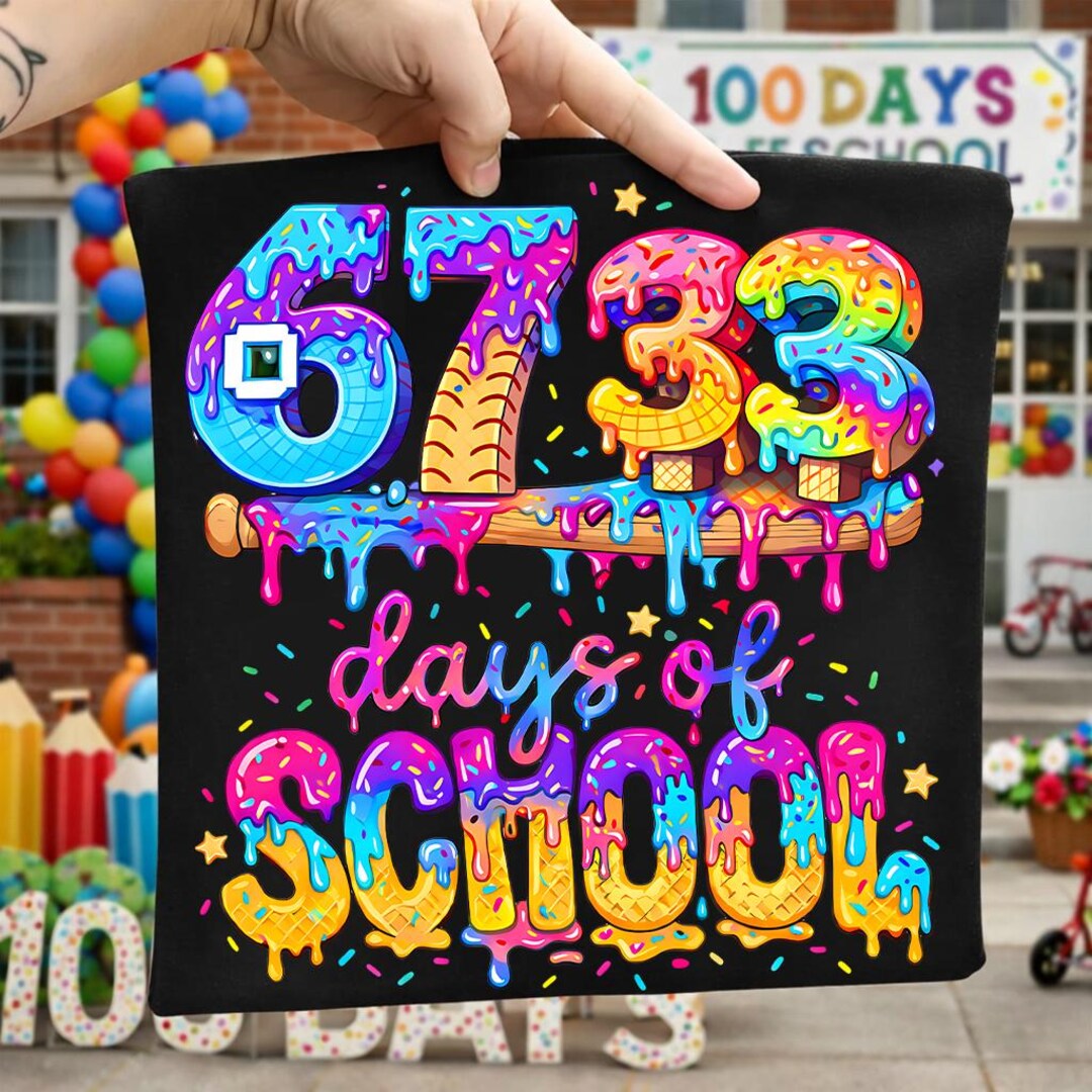 67 33 Days of School PNG, Ice Cream Drip 100th Day School Shirt Design ...