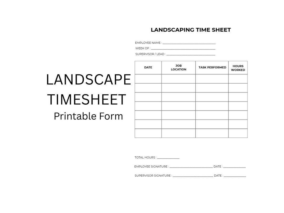 Landscaping Time Sheet | Lawn Care Employee Work Hours & Payroll ...