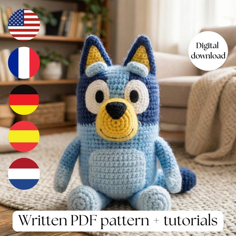Blue Crochet Dog Pattern - Etsy