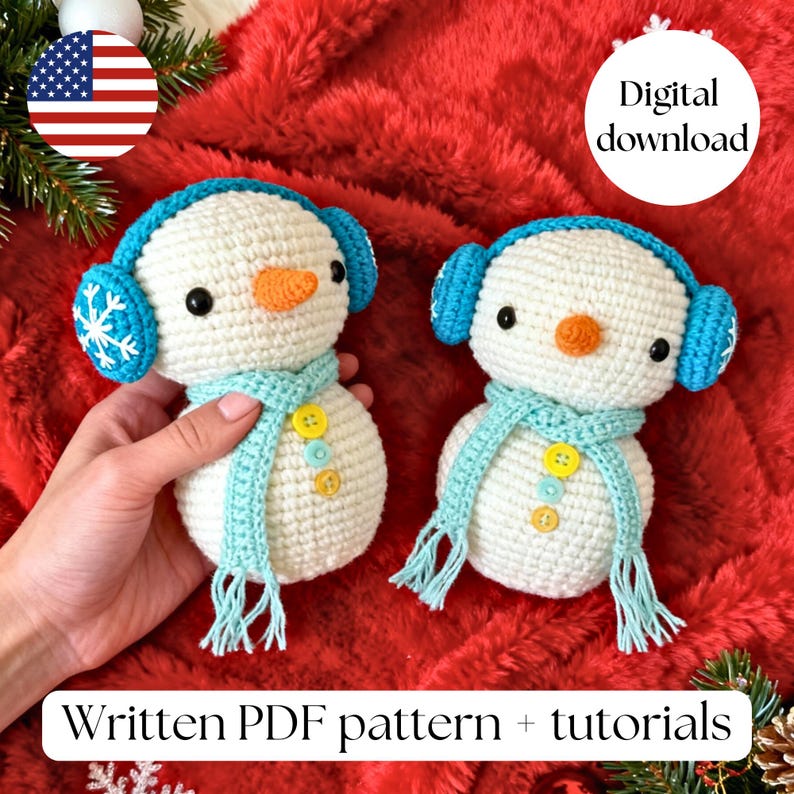 Snowman Crochet Pattern PDF Amigurumi Plush Winter Doll Beginner ...