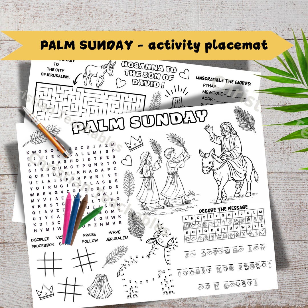 Palm Sunday Kids Activity Placemat | Bible Story Worksheet (PDF ...