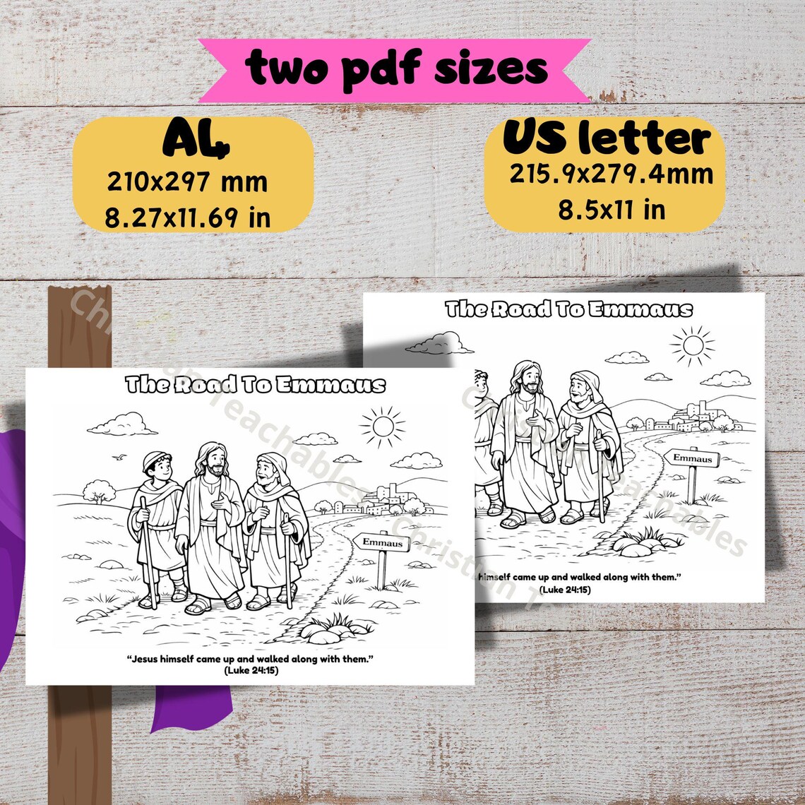 Road to Emmaus Coloring Pages PDF | Bible Story Printable Jesus Walks ...