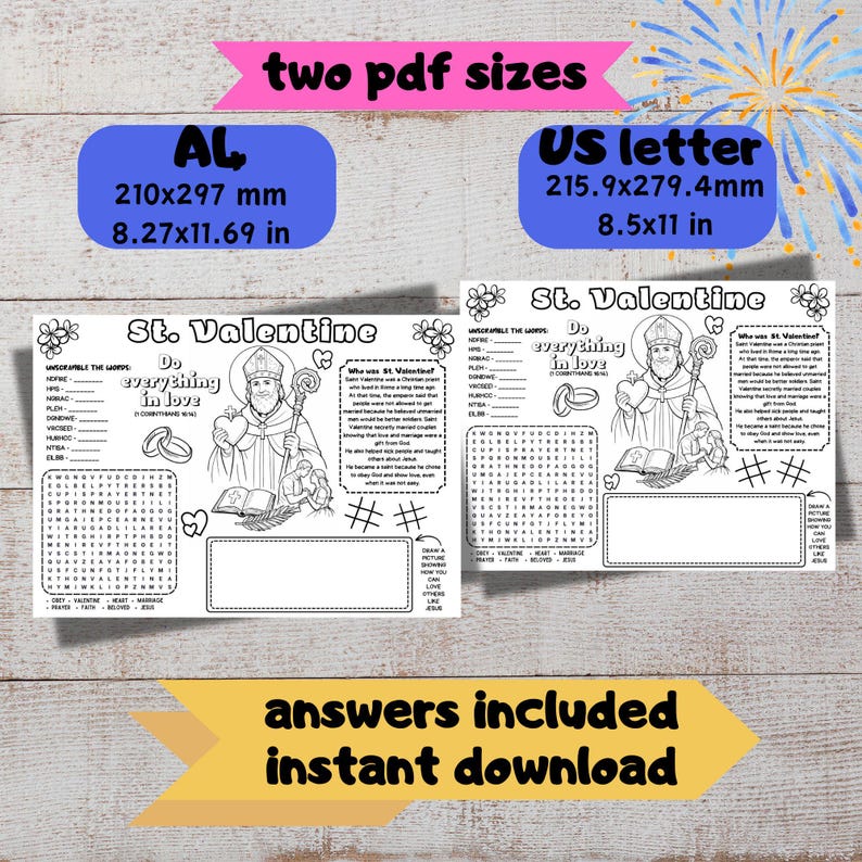 Christian Valentine’s Day Activity Placemat | Saint Valentine Bible ...