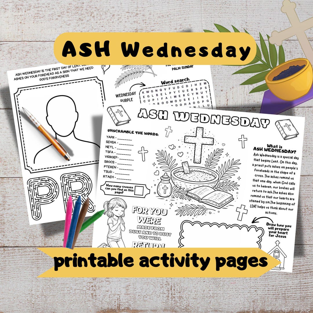 Ash Wednesday Activity Lesson | Lent Catholic Worksheet | Christian ...