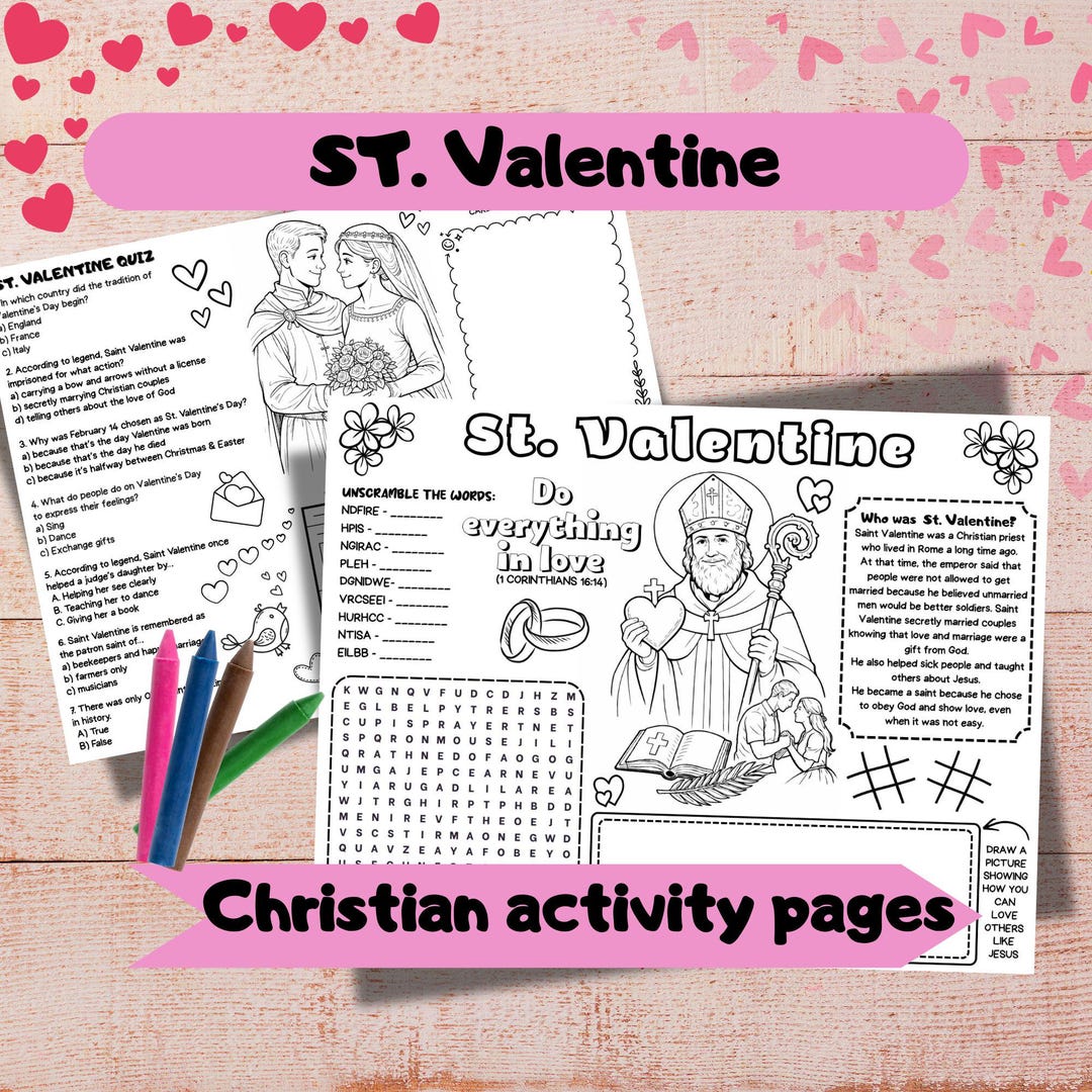 Christian Valentine’s Day Activity Placemat | Saint Valentine Bible ...