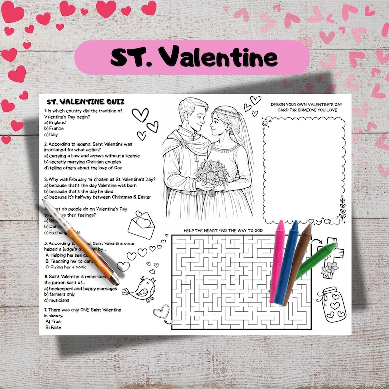 Christian Valentine’s Day Activity Placemat | Saint Valentine Bible ...