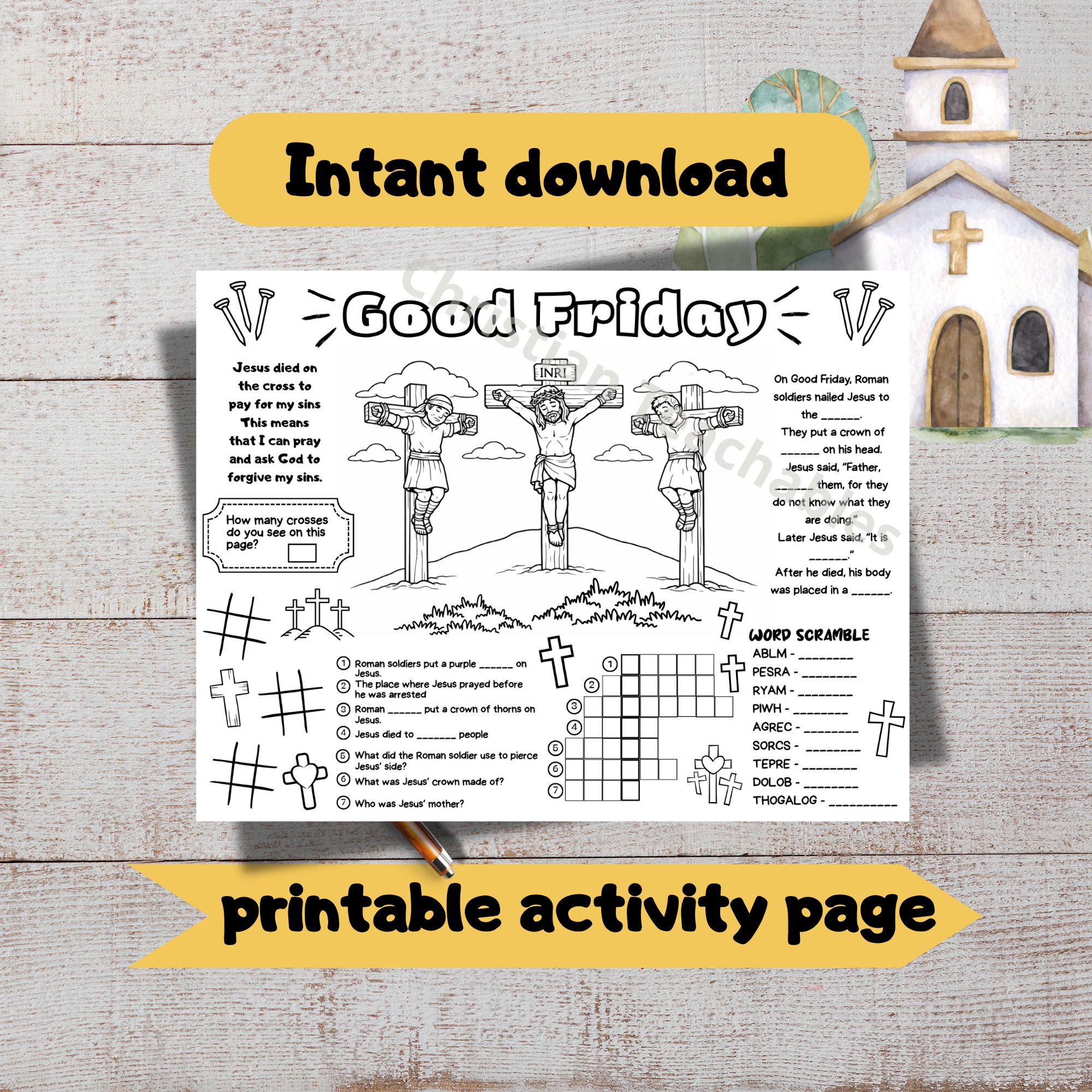 Good Friday Activity Sheet for Kids | Christian Easter Worksheet ...