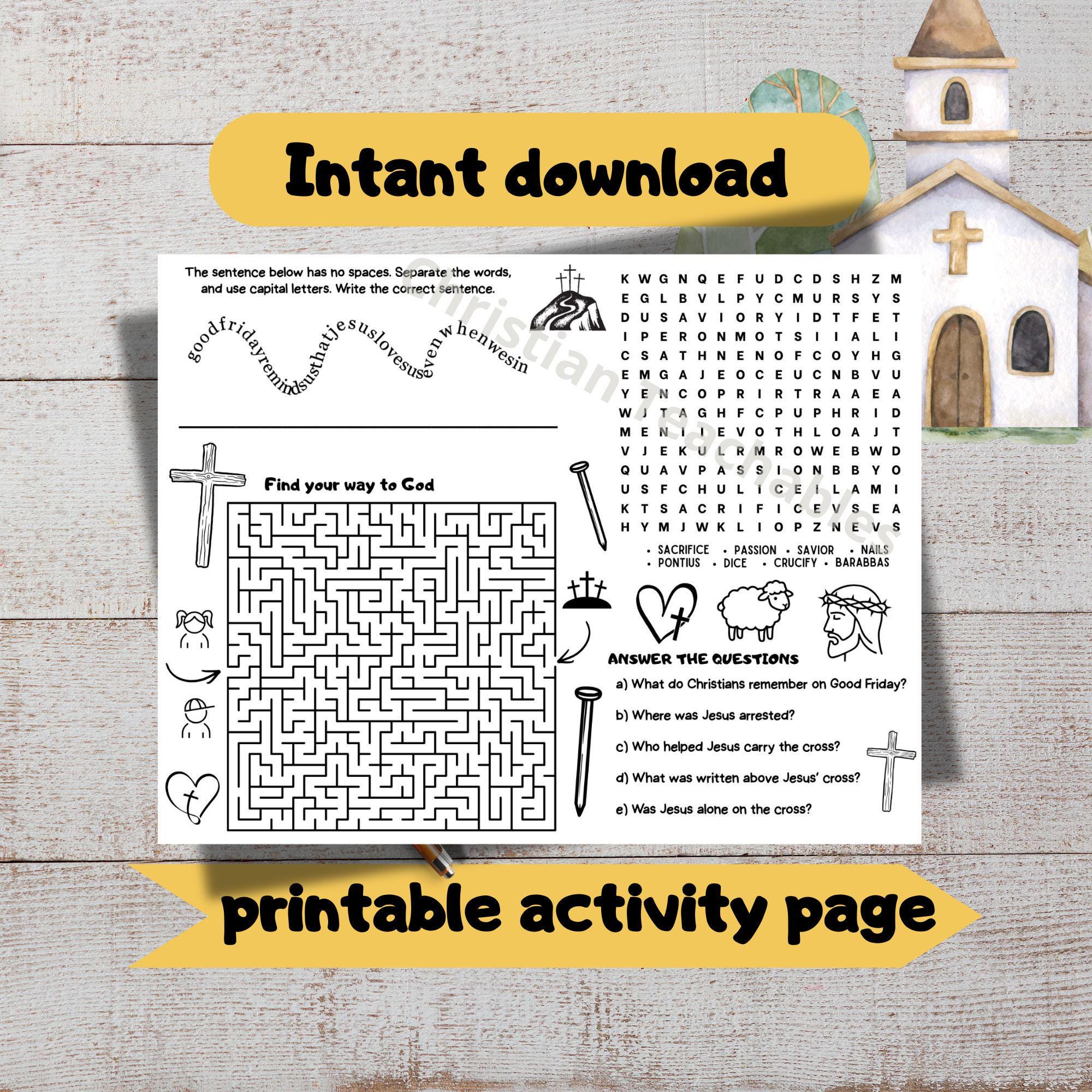 Good Friday Activity Sheet for Kids | Christian Easter Worksheet ...