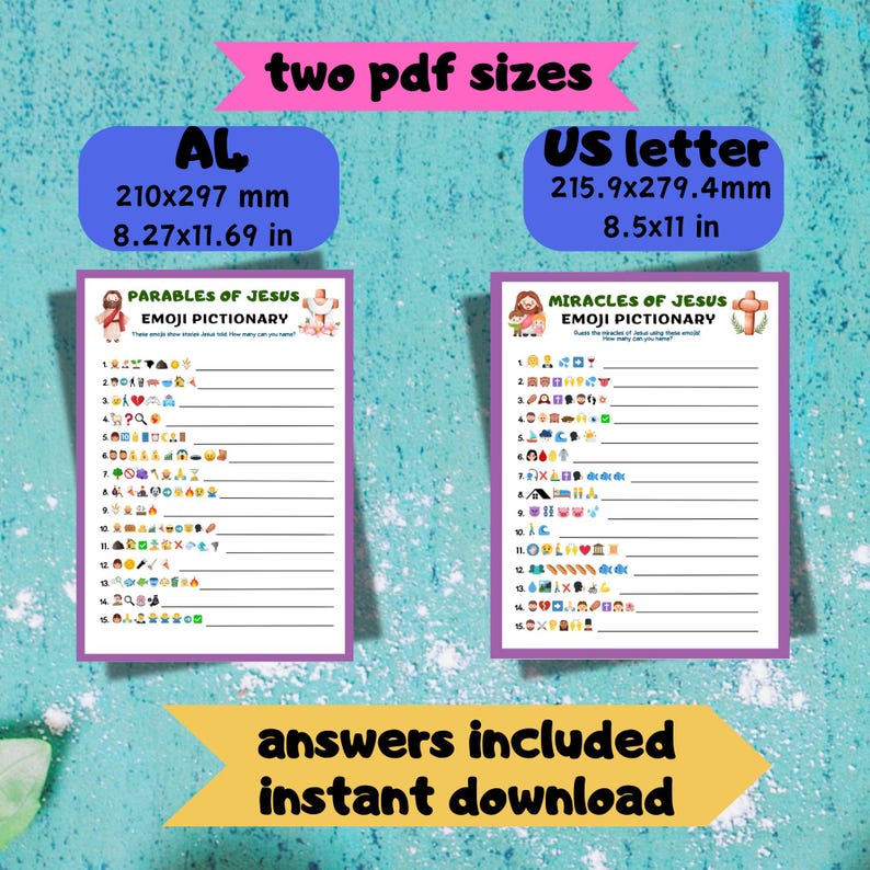 Jesus Miracles Emoji Pictionary | Sunday School Printable (PDF Download ...