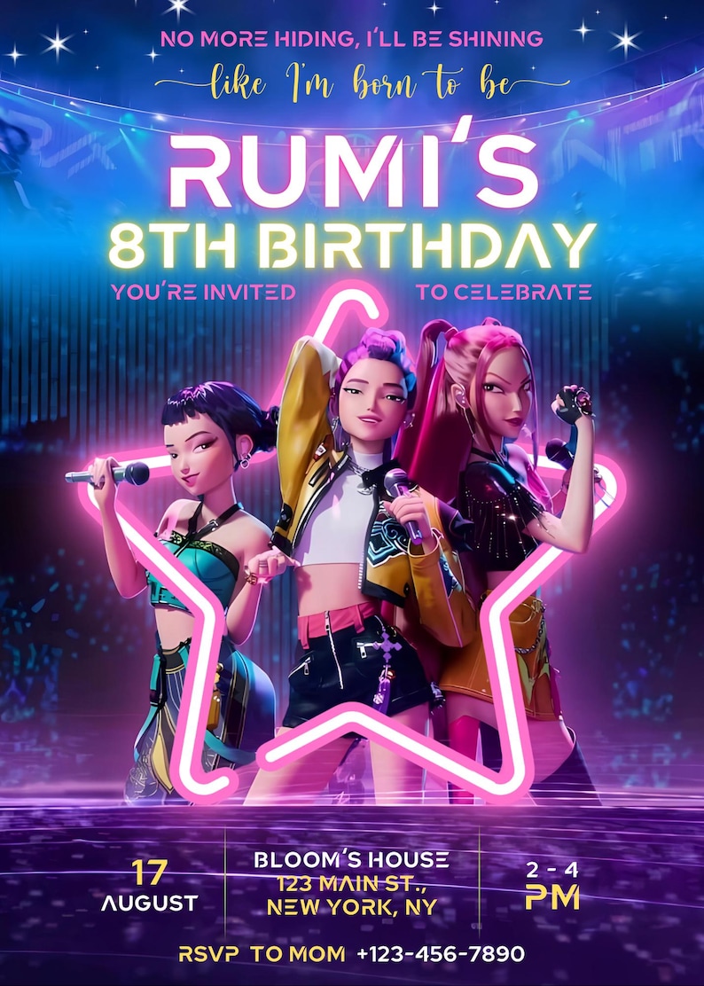 Personalised Kpop Demon Hunters Birthday Party Invitation - Etsy UK