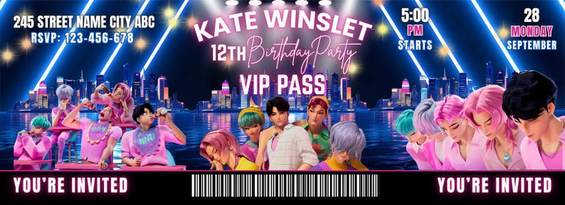 Personalised Kpop Demon Hunters Birthday Party Invitation - Etsy UK