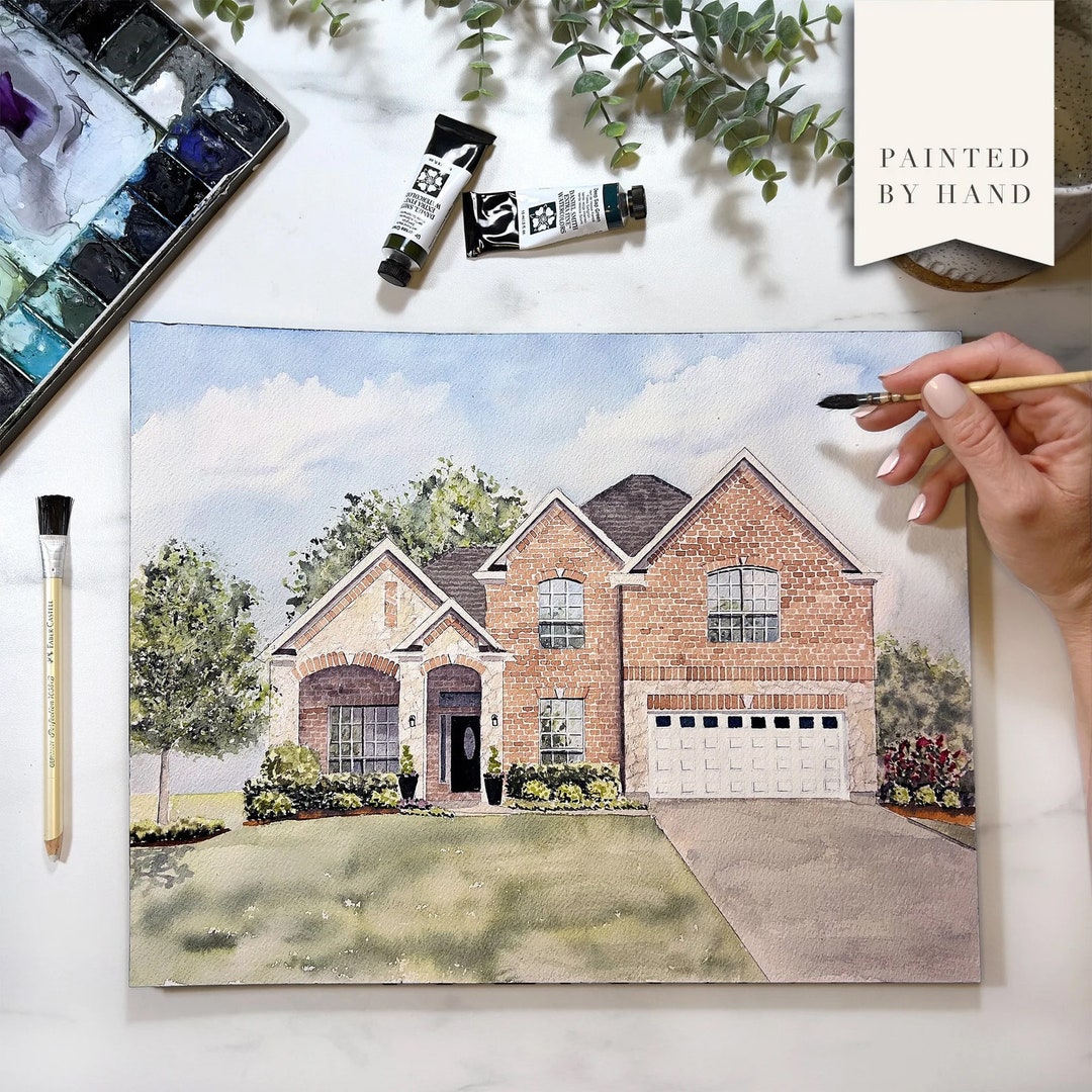 Custom Watercolor House Portrait: Hand-painted Home Illustration ...