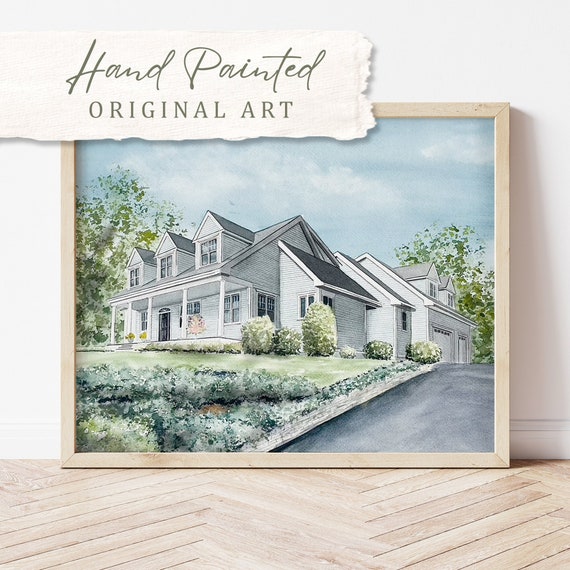 Custom House Drawing, House Illustration, Watercolor House Painting ...