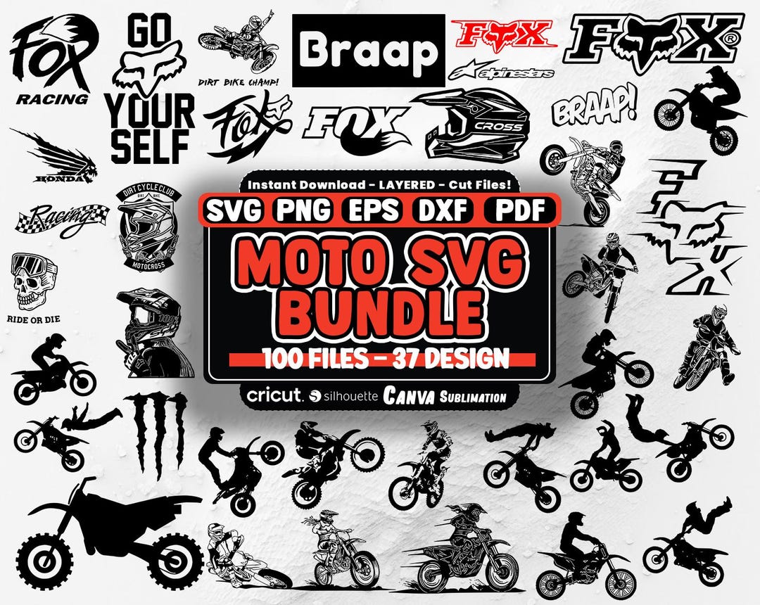 Fox Racing Svg Bundle, Motocross Svg, Dirt Bike Svg, Moto Png ...