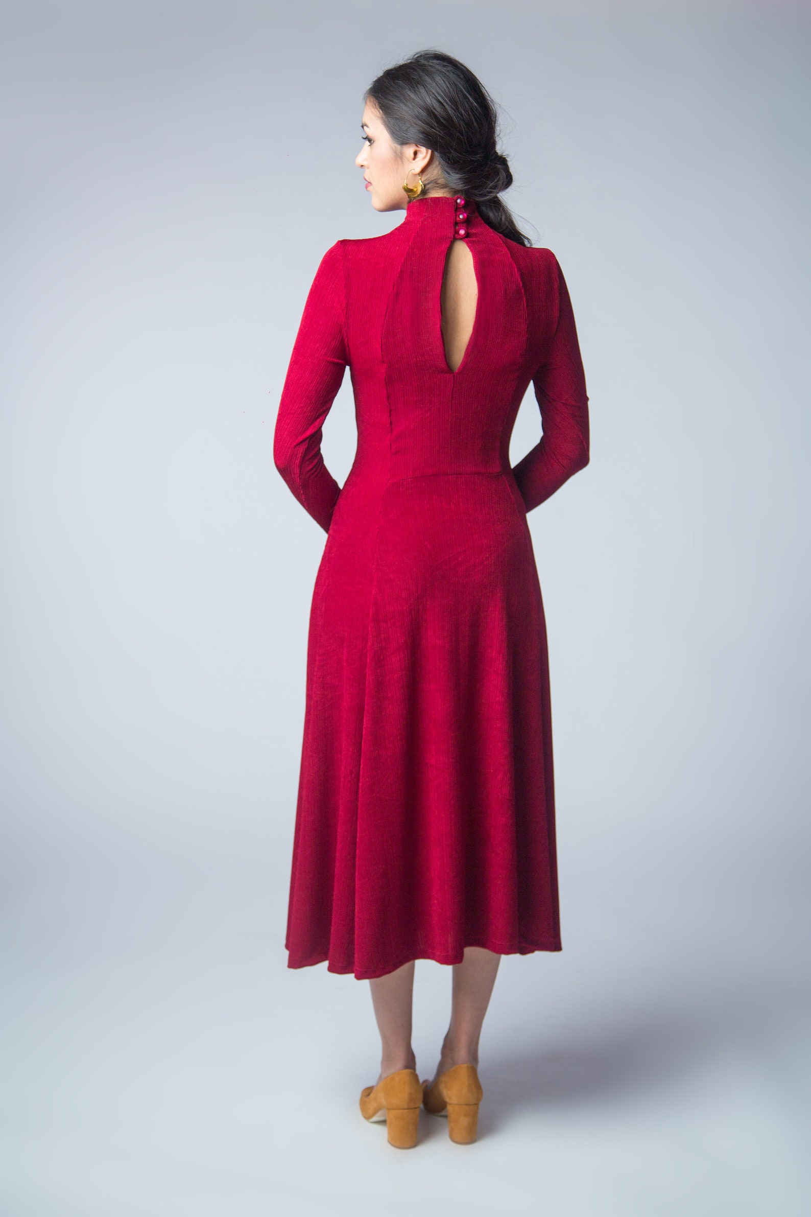 Fit and Flare Knit Dress With Keyhole Back Opening | PDF Sewing ...