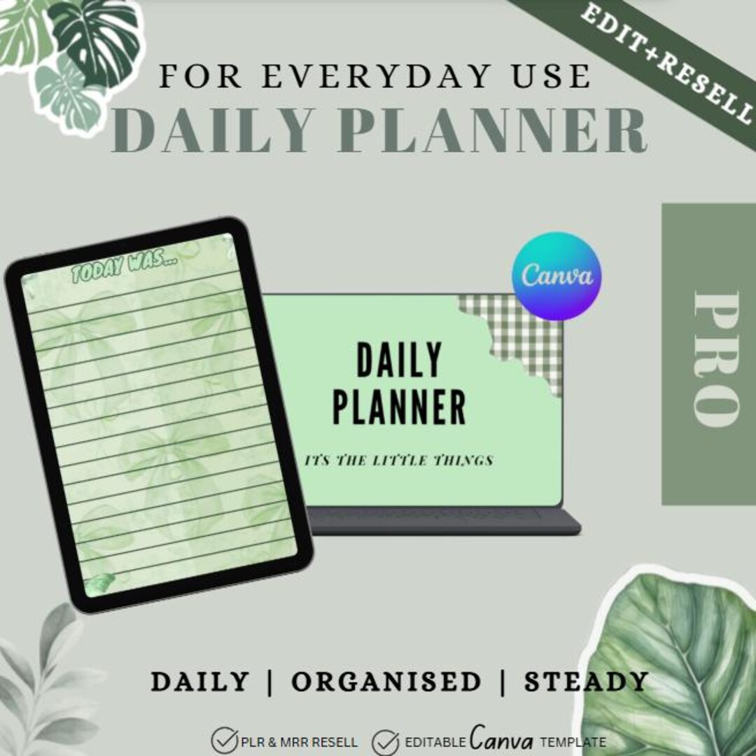 Light Green Digital Planner | Notes, Mood Tracker & Task List | Minimal ...