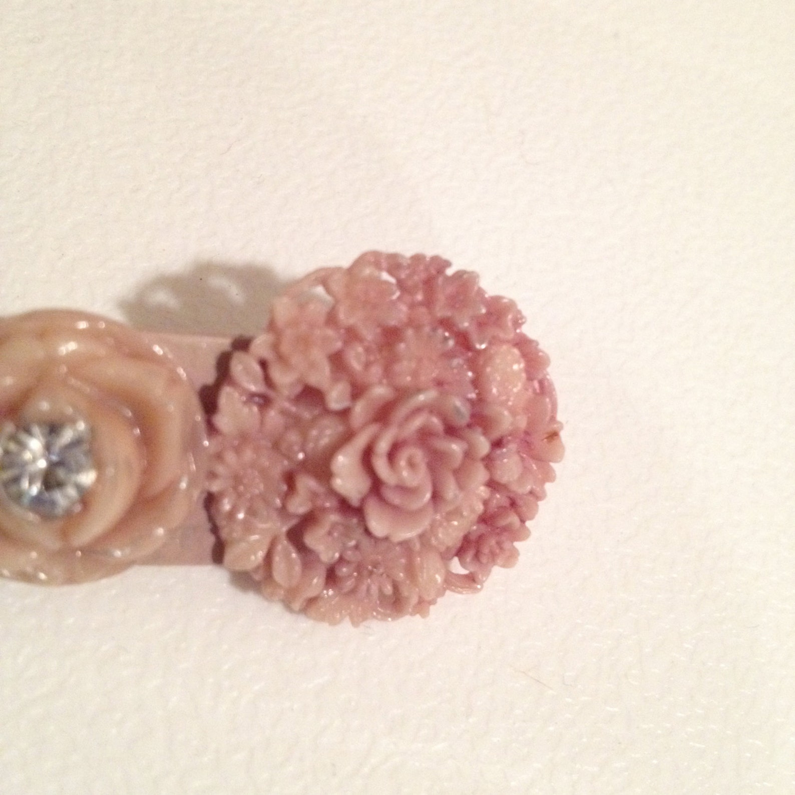 BROOCH Dark Pink Celluloid Floral Pin W/ Rhinestone - Etsy