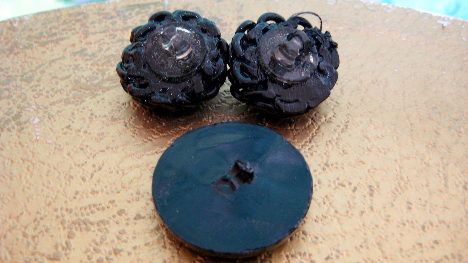 Set 3 Black Vintage Buttons One AS IS - Etsy