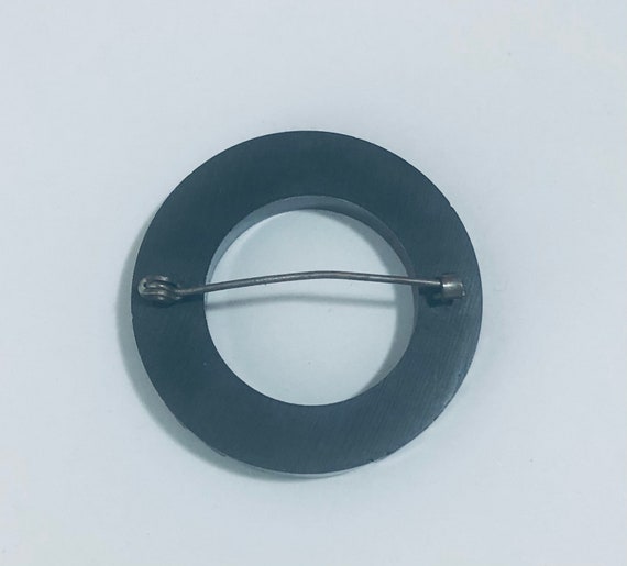Carved Bakelite Pin Black 1930s - Gem