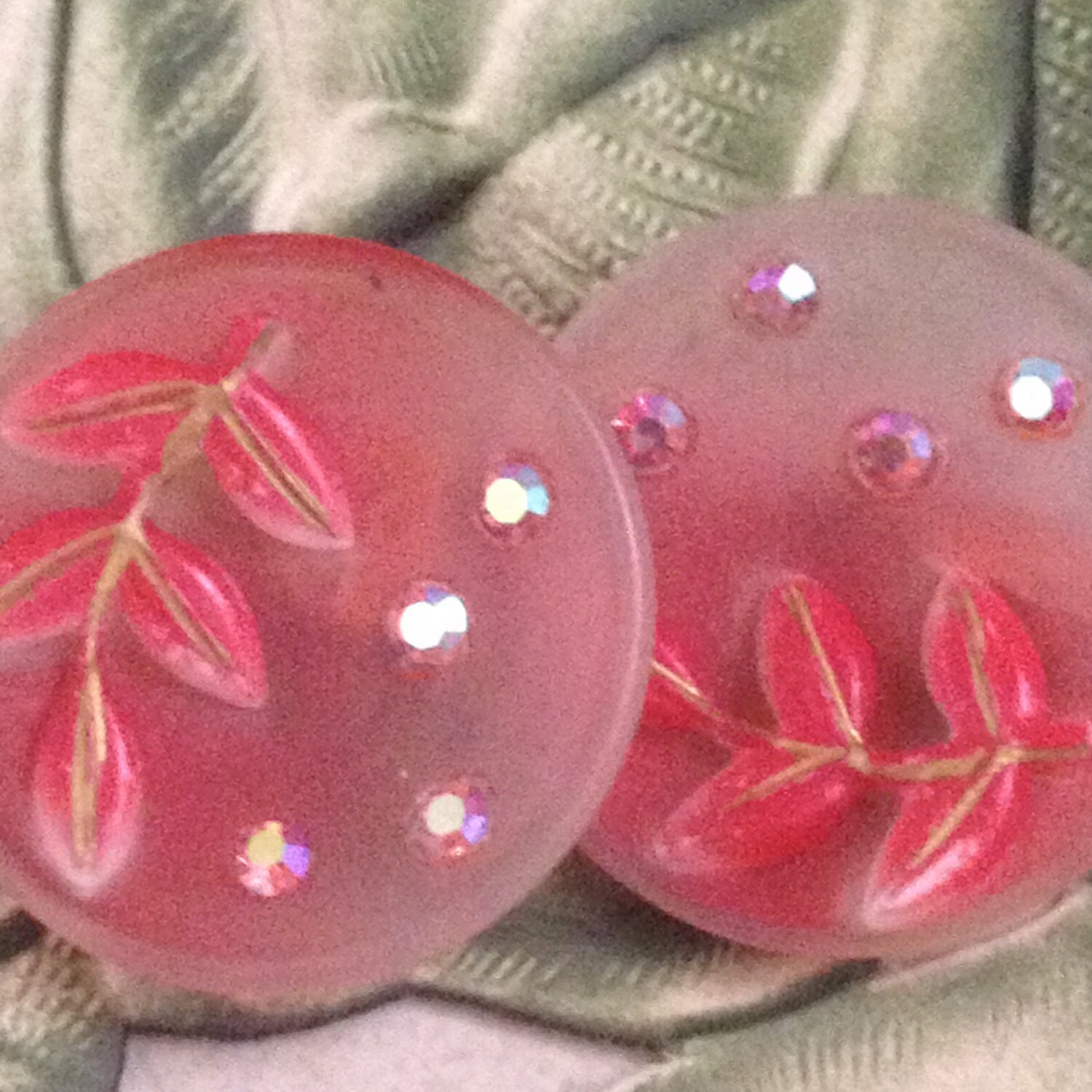 Red Celluloid Earrings With Rhinestones - Etsy