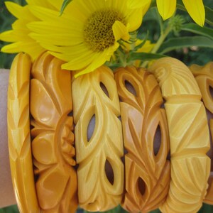 CARVED Rich YELLOW Bakelite Bangle - Etsy
