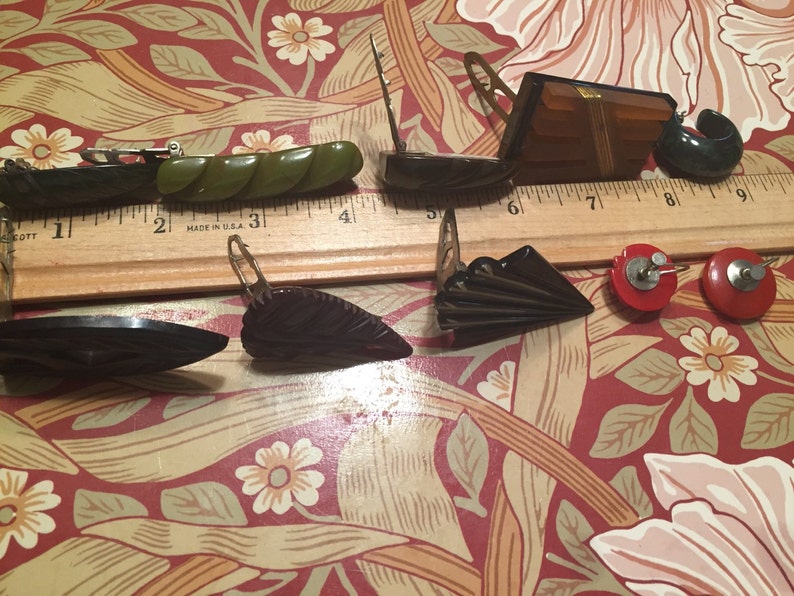 Bakelite Dress Clips and Clip on Earrings - 49.00 and up a La Carte or ...