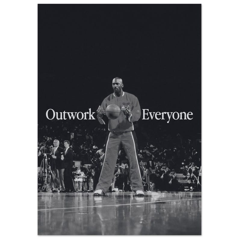 Michael Jordan motivierendes Basketball-Poster „Outwork Alle“, Chicago ...