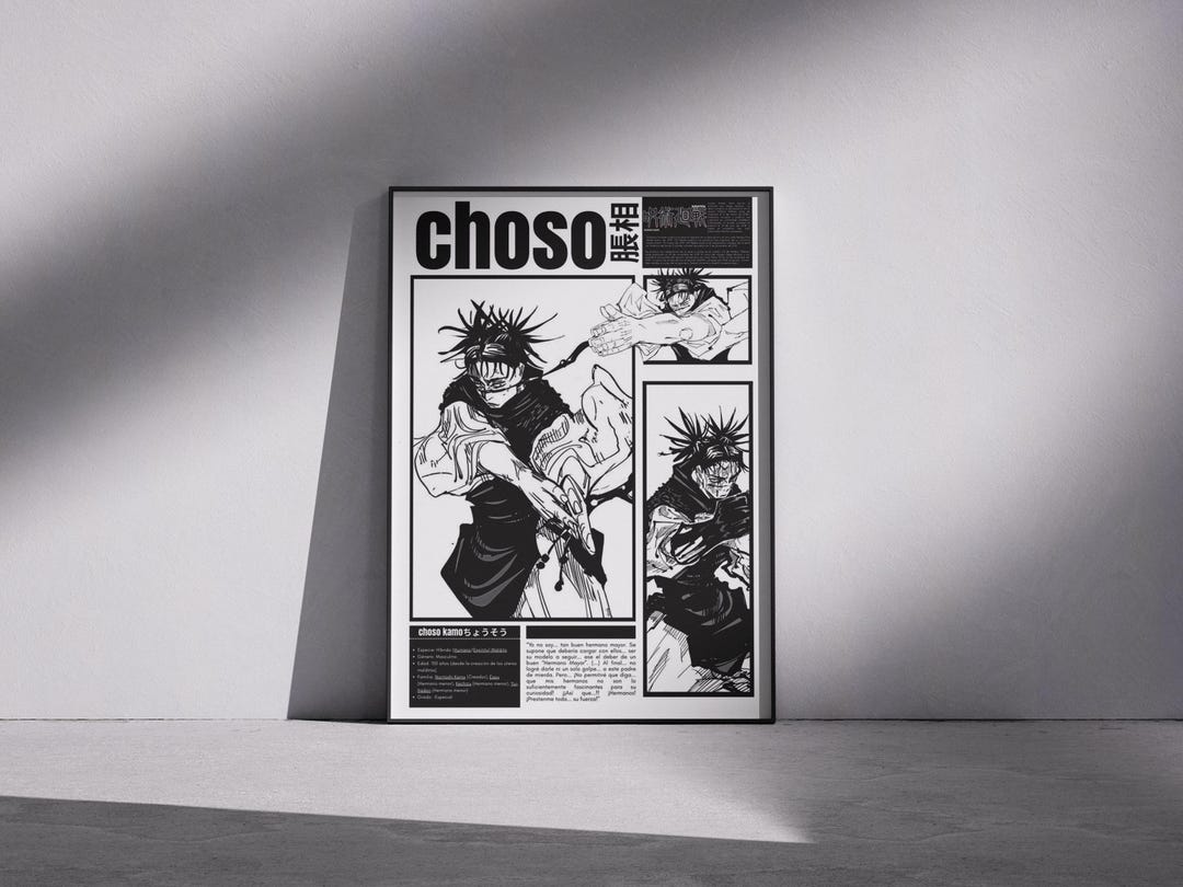 Choso Jujutsu Kaisen Poster, Anime Wall Art Print, Dark Manga Decor ...