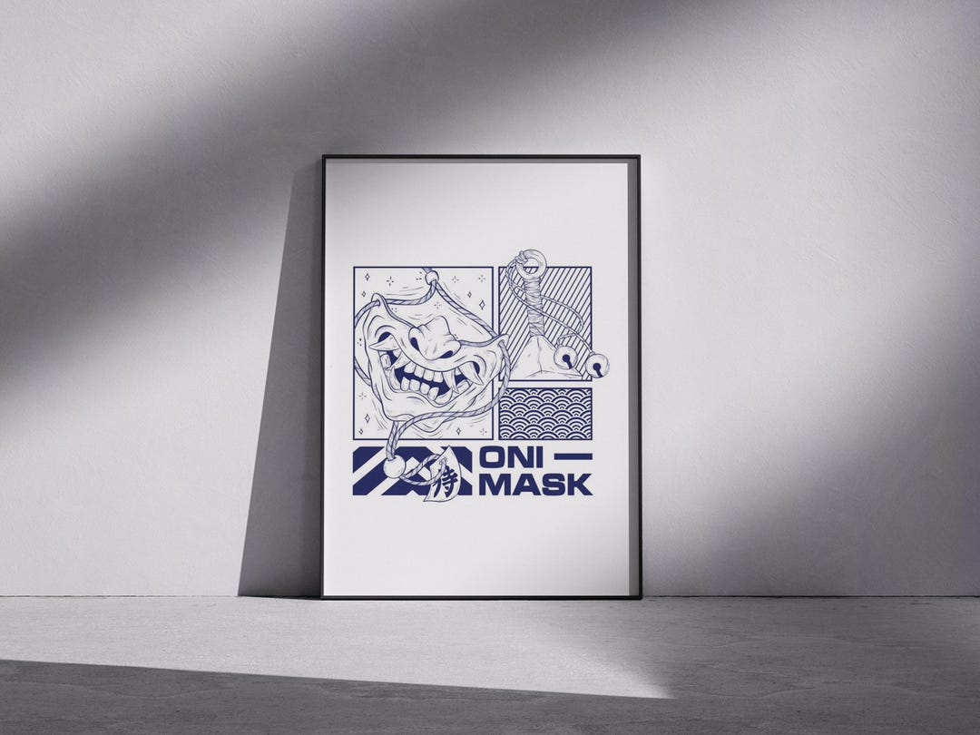 Oni Mask Wall Art | Japanese Demon Mask Print | Samurai Oni ...