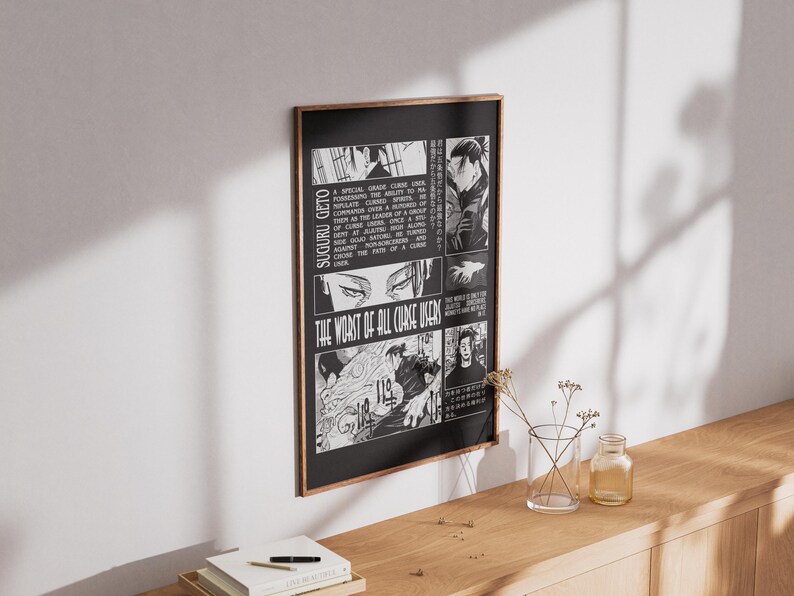Suguru Geto Poster, Jujutsu Kaisen Dark Anime Wall Art Print, Black ...