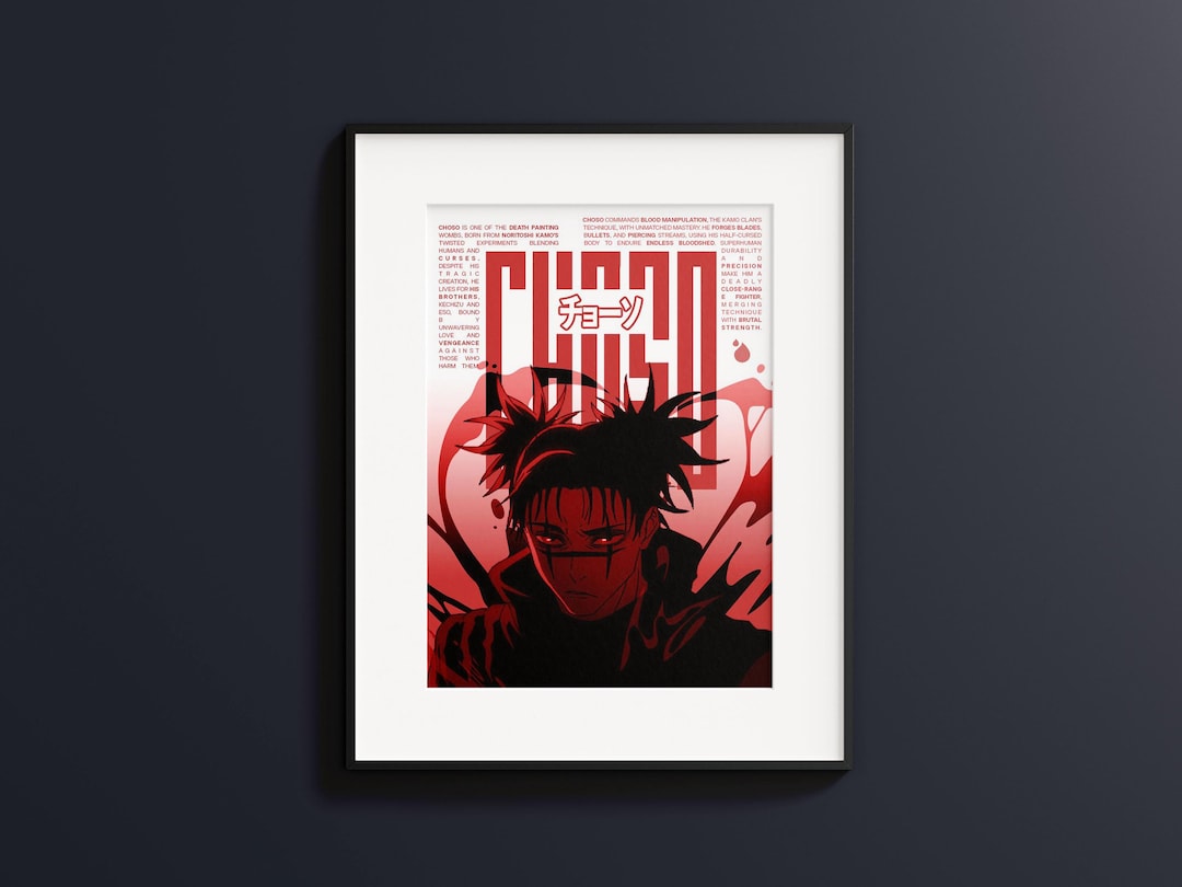 Choso Jujutsu Kaisen Poster, Anime Wall Art Print, Dark Manga Decor ...