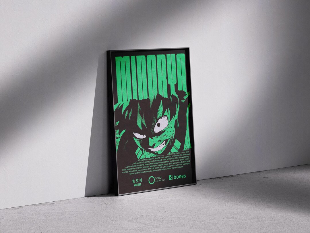 Midoriya Poster, Anime Wall Art Print, My Hero Academia Inspired Decor ...